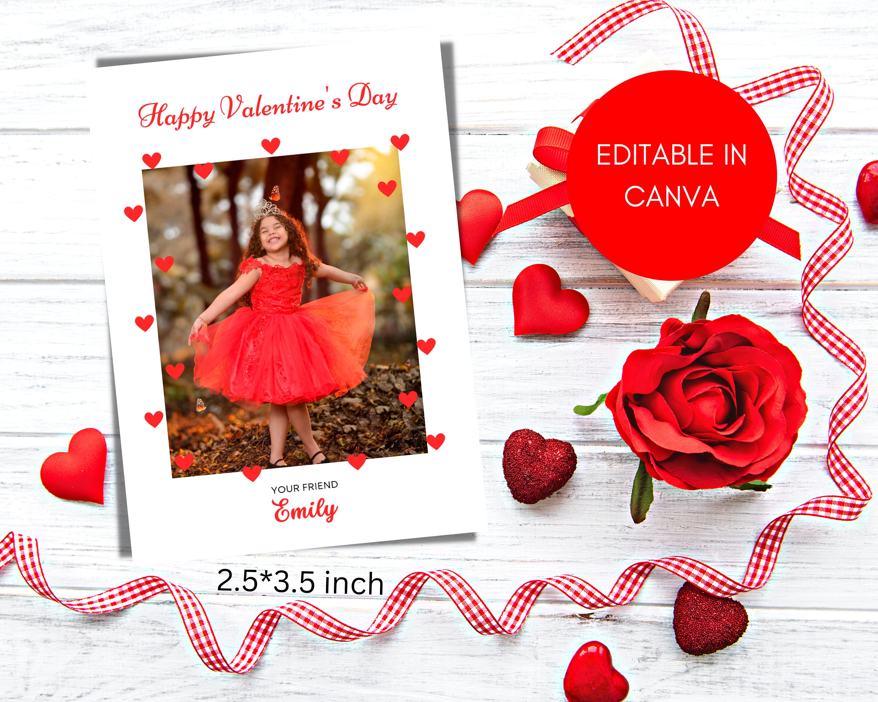 Photo Card Valentine's Day Printable Custom Classroom Photo Valentine ...