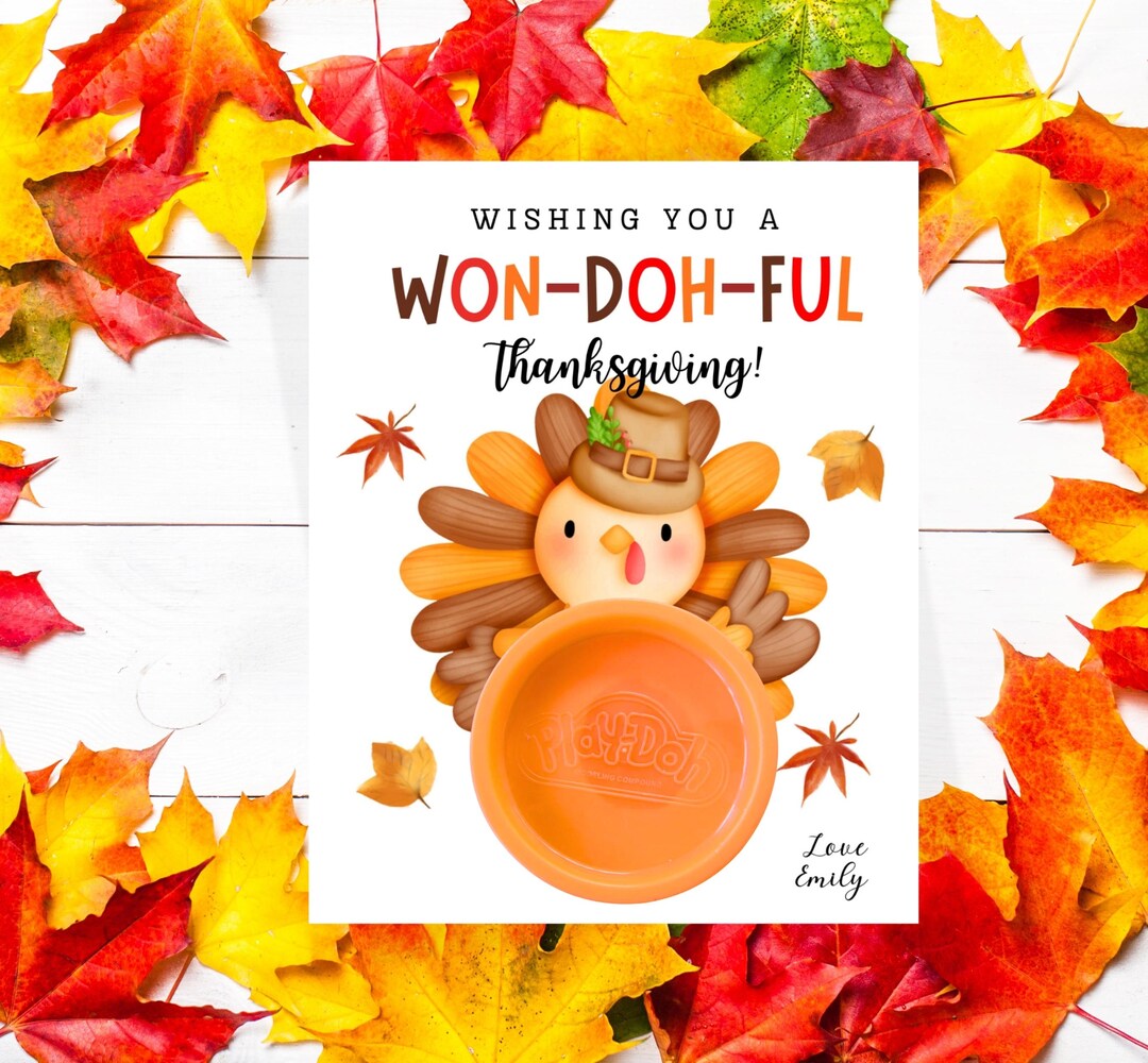 Thanksgiving Play Doh Card Template, Printable Won-doh-ful Cute Turkey ...