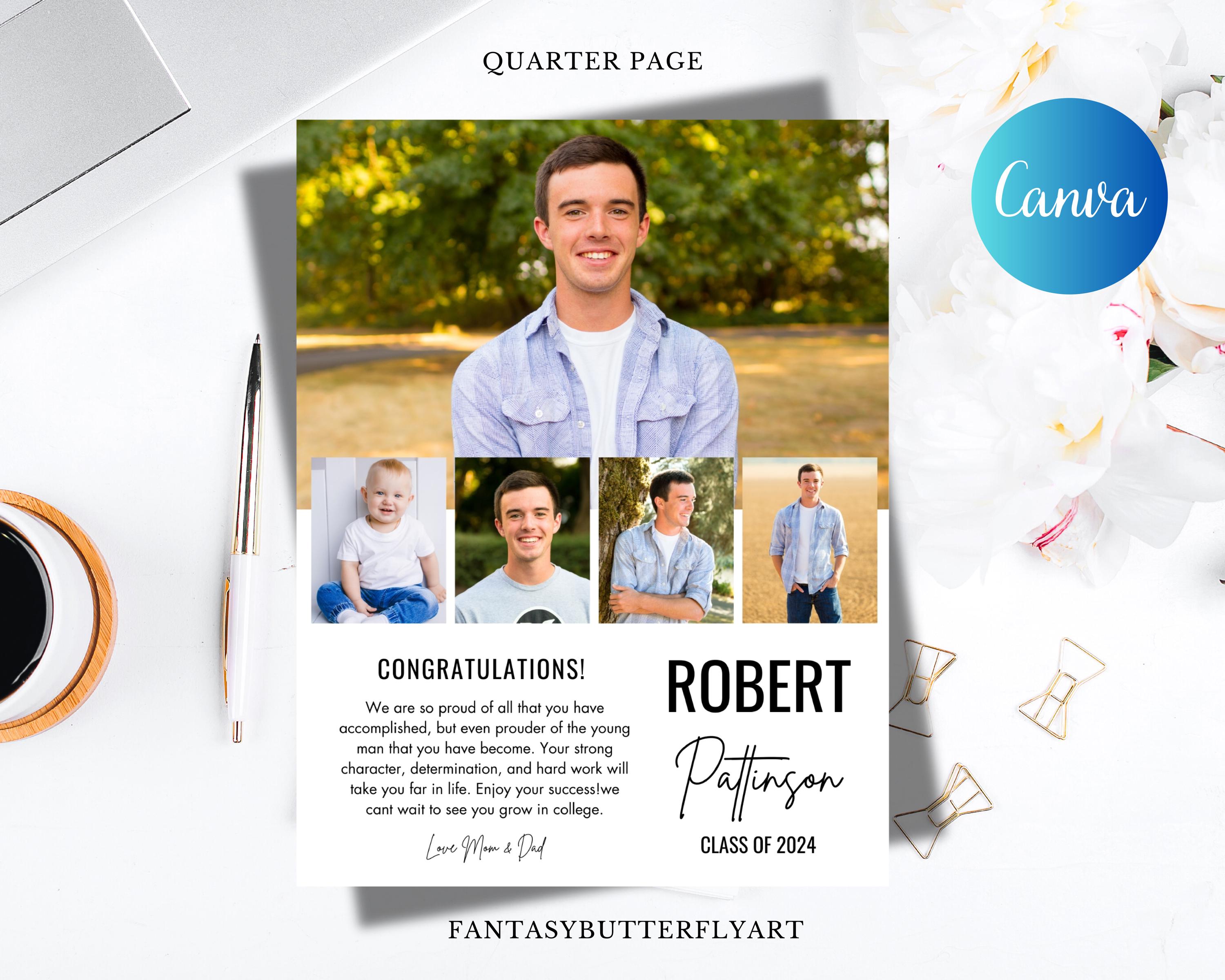 Full, Half & Quarter Page Yearbook Ad Canva Editable Template, Diy ...