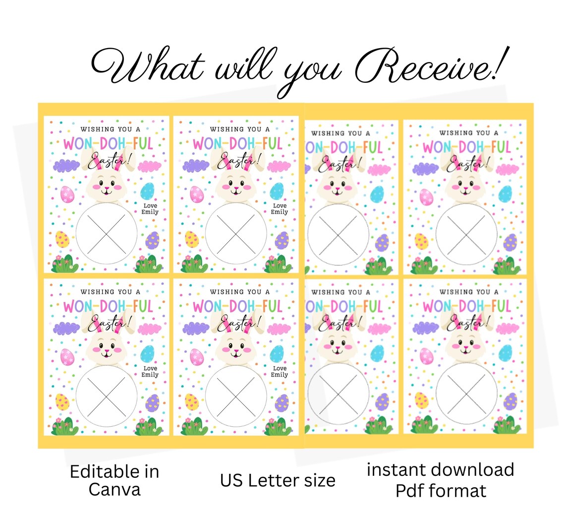 Bunny Wondohful Easter Play Doh Card, Easter Playdough Holder Printable ...