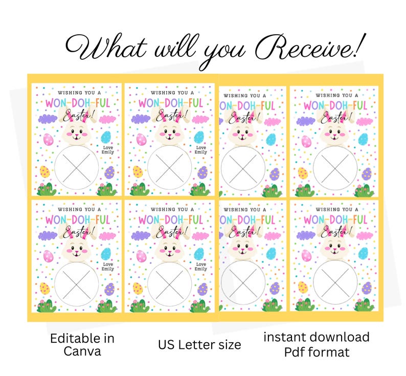 Bunny Wondohful Easter Play Doh Card, Easter Playdough Holder Printable ...
