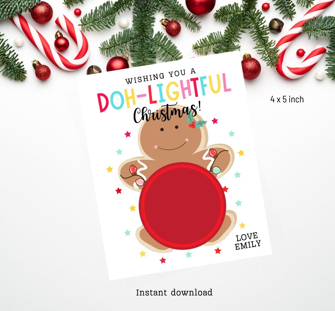 Christmas Gingerbread Play Doh Card Templateprintable Wishing You A Doh ...