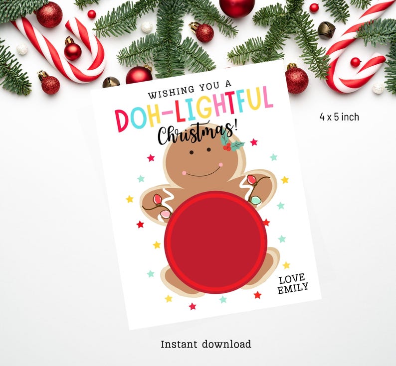Christmas Gingerbread Play Doh Card Templateprintable Wishing You A Doh ...