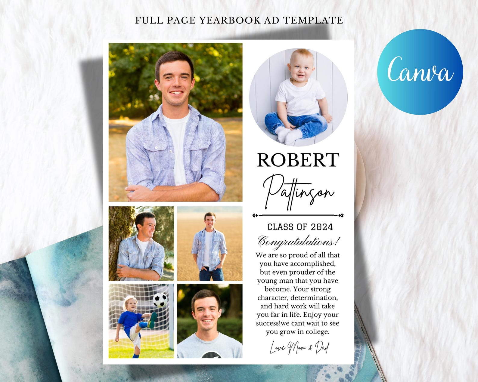 Full, Half & Quarter Page Yearbook Ad Canva Editable Template, Diy ...
