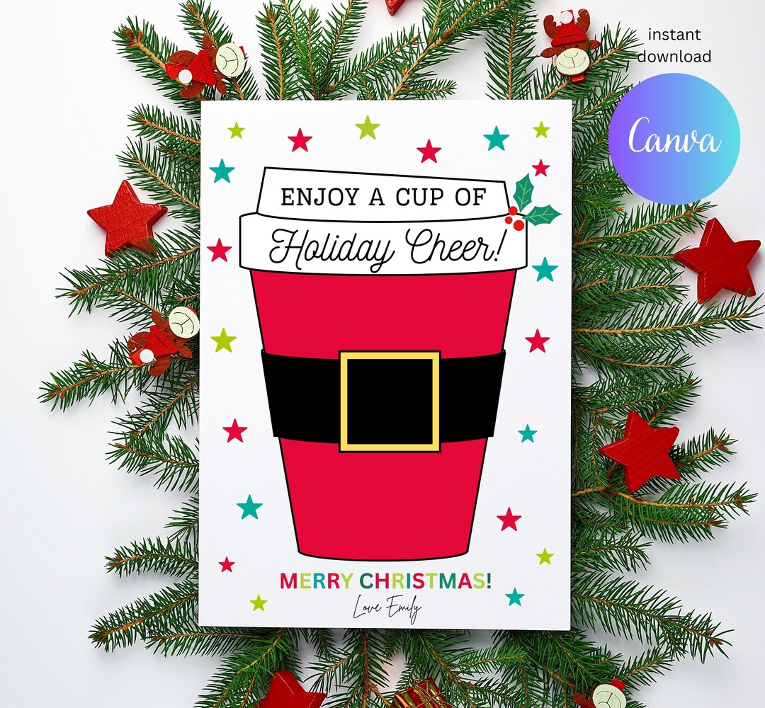 Christmas Coffee Gift Card Holder Printable Digital Download Canva ...