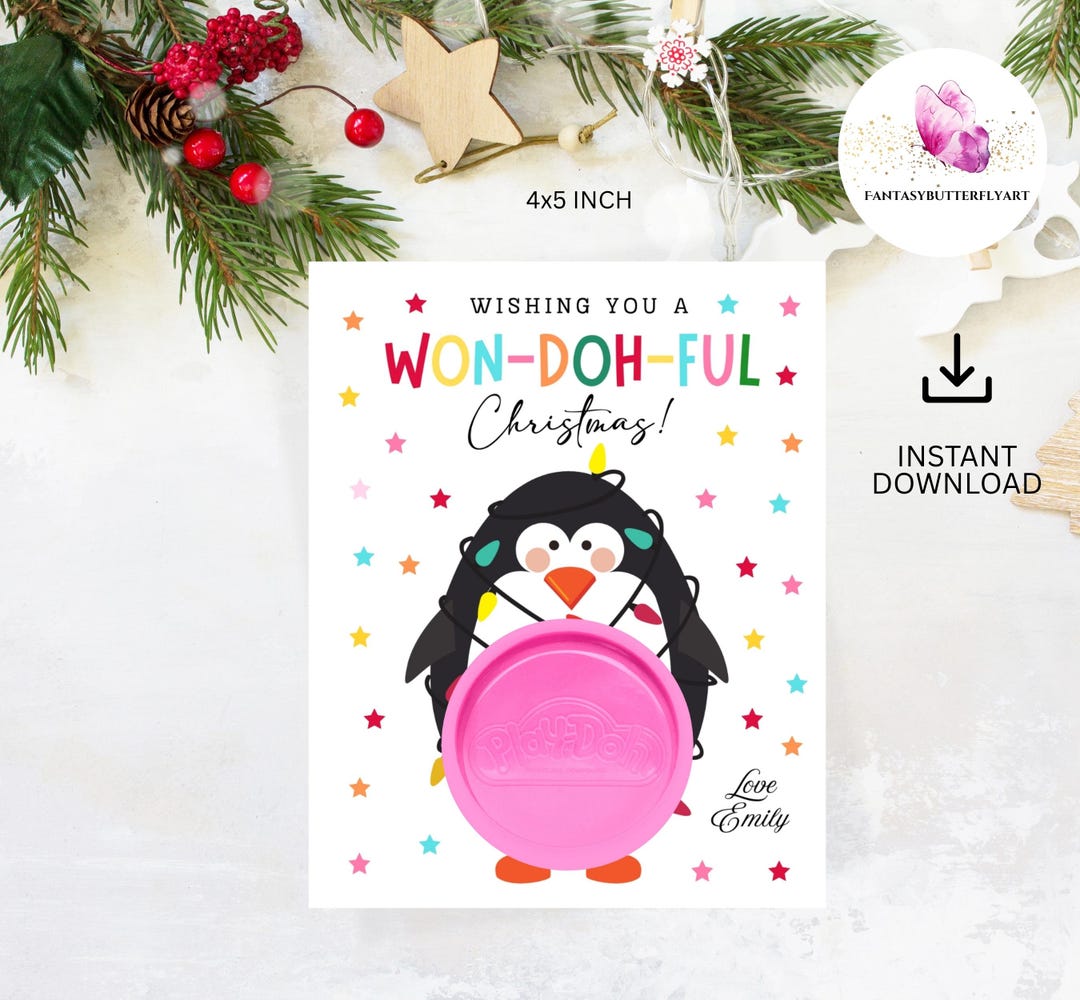 Christmas Play Doh Card Template, Printable Wishing You A Doh-lightful ...