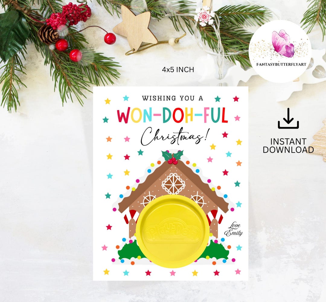 Christmas Play Doh Card Template, Printable Wishing You A Doh-lightful ...
