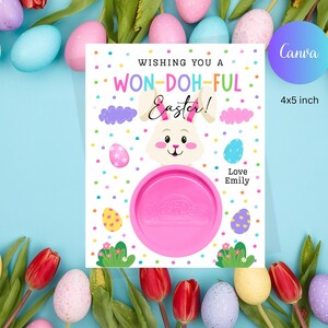 Bunny Wondohful Easter Play Doh Card, Easter Playdough Holder Printable ...