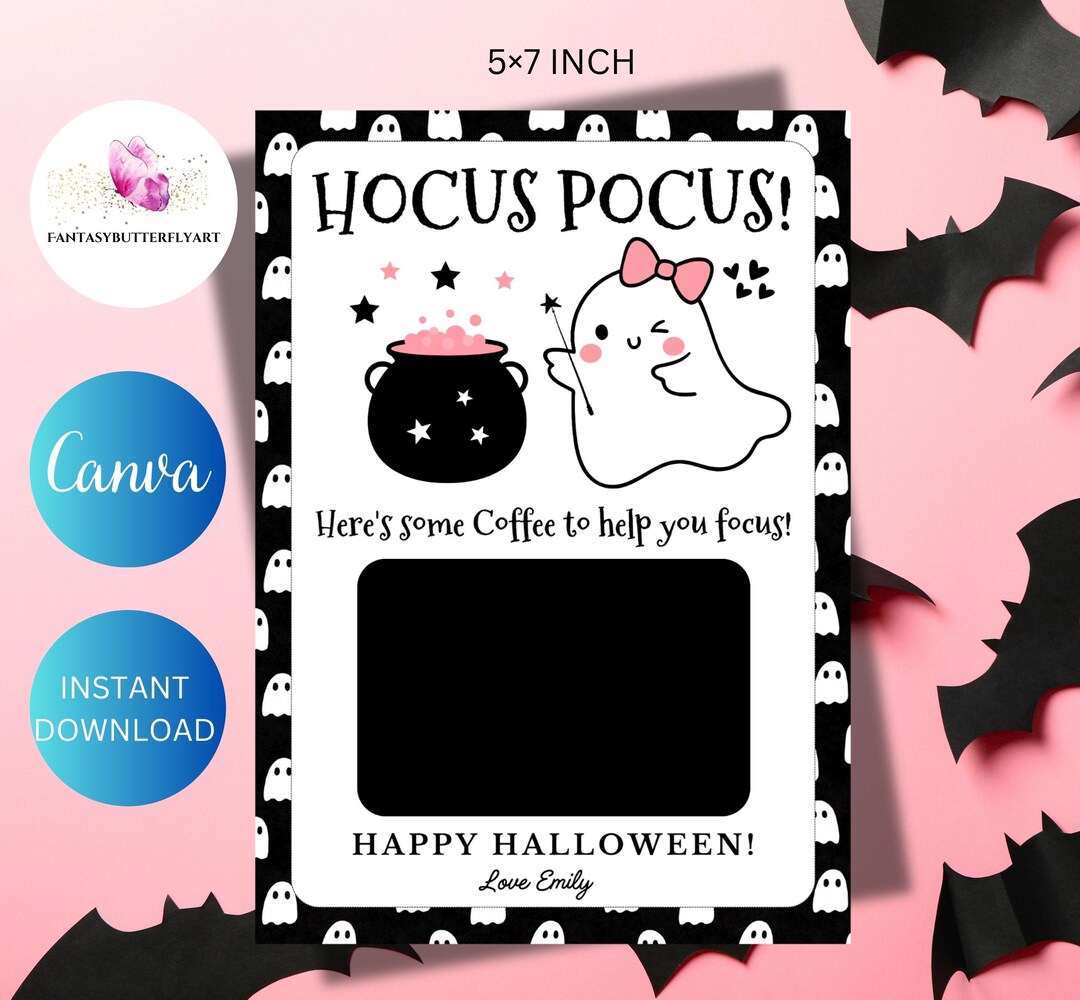 Printable Halloween Gift Card Holder, Hocus Pocus Here's Some Coffee to ...