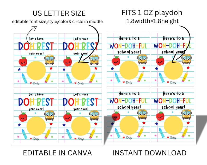 Back to School Play Doh Cards | First Stay of School Gift | Back to ...