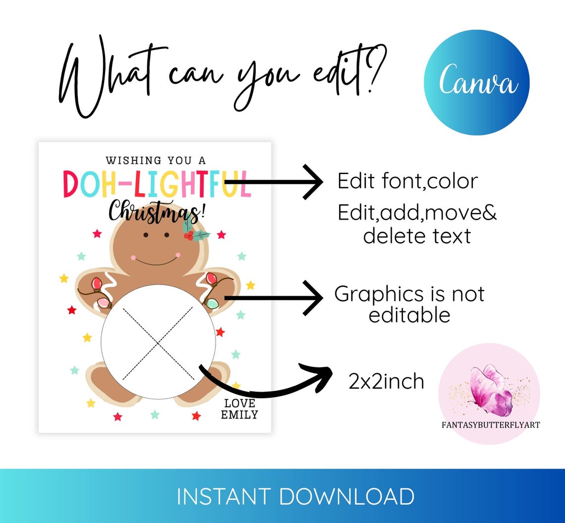Christmas Gingerbread Play Doh Card Templateprintable Wishing You A Doh ...