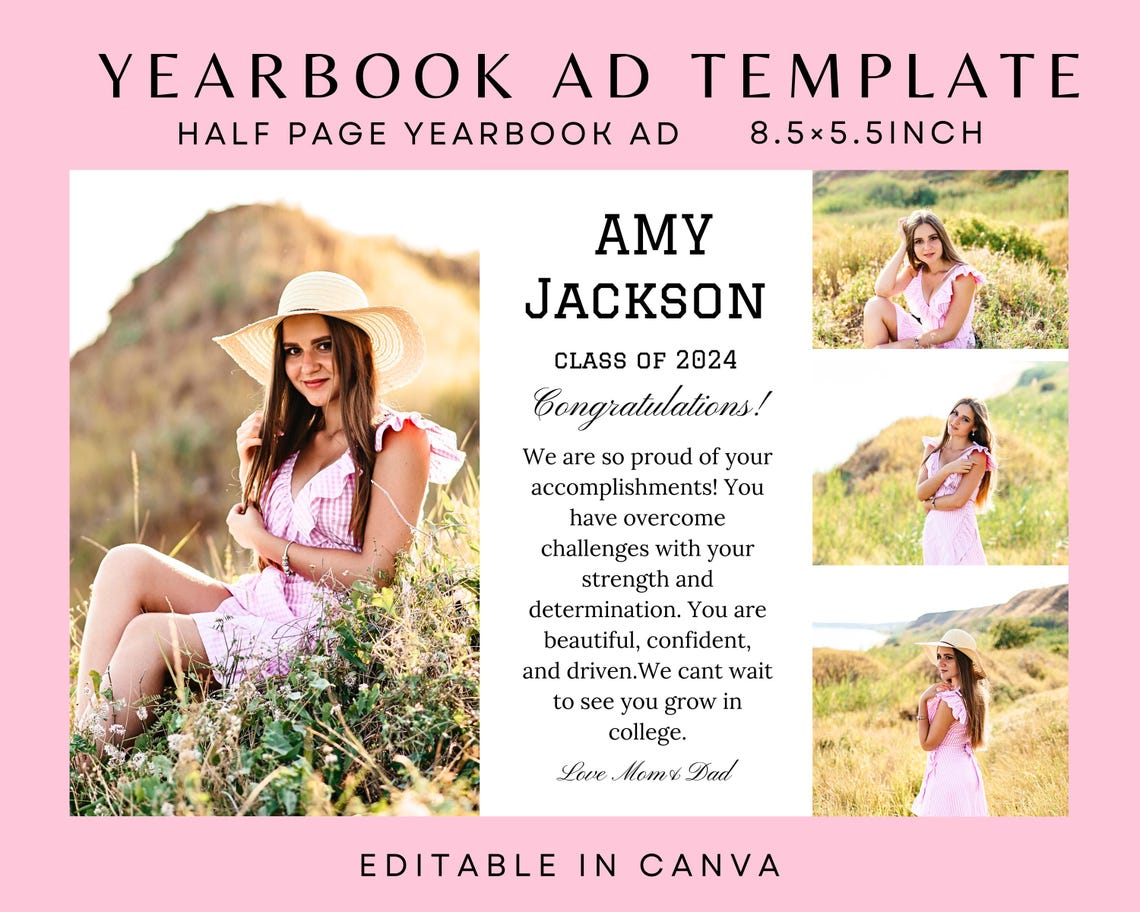 Half Page High School Senior Yearbook Ad, Senior Graduation Tribute ...