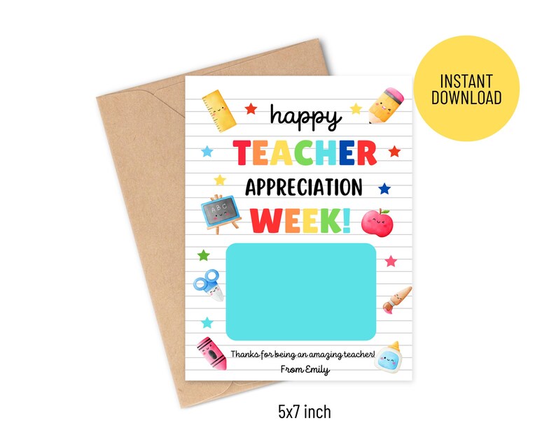 Teacher Appreciation Week Card: Printable Thank You Gift (digital ...