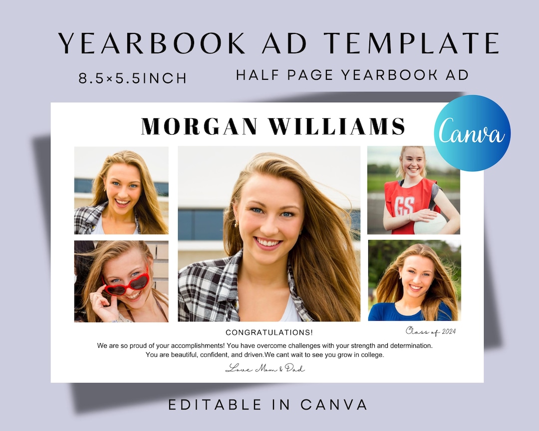 Senior Recognition Ad, Half Page Yearbook Ad Template, Graduation ...