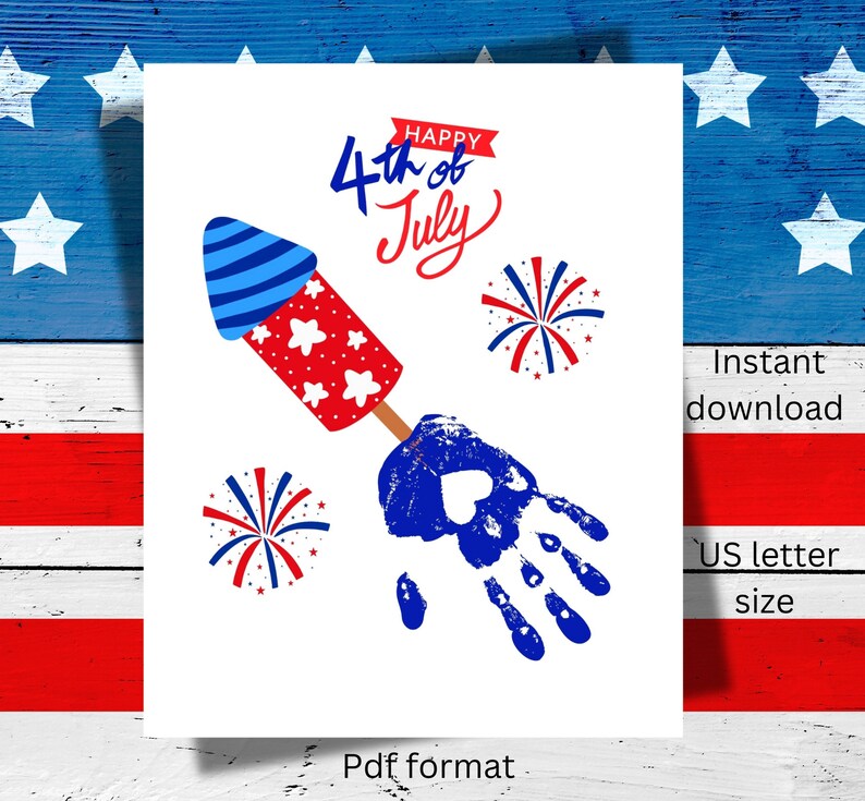 Fourth of July Handprint Craft Printable Template Summer Crafts Teacher ...