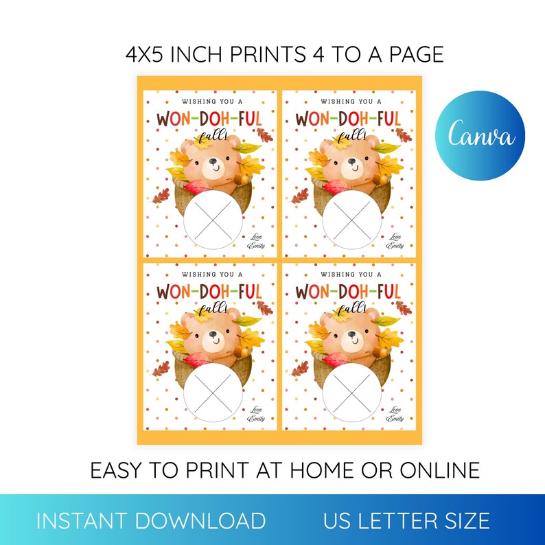 Fall Pumpkin Play Doh Card Template, Printable Won-doh-ful Fall Leaves ...