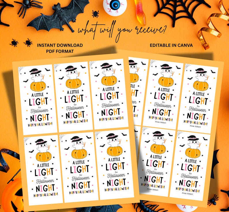 Halloween Glow Stick Tags, A Little Light for Halloween Night ...