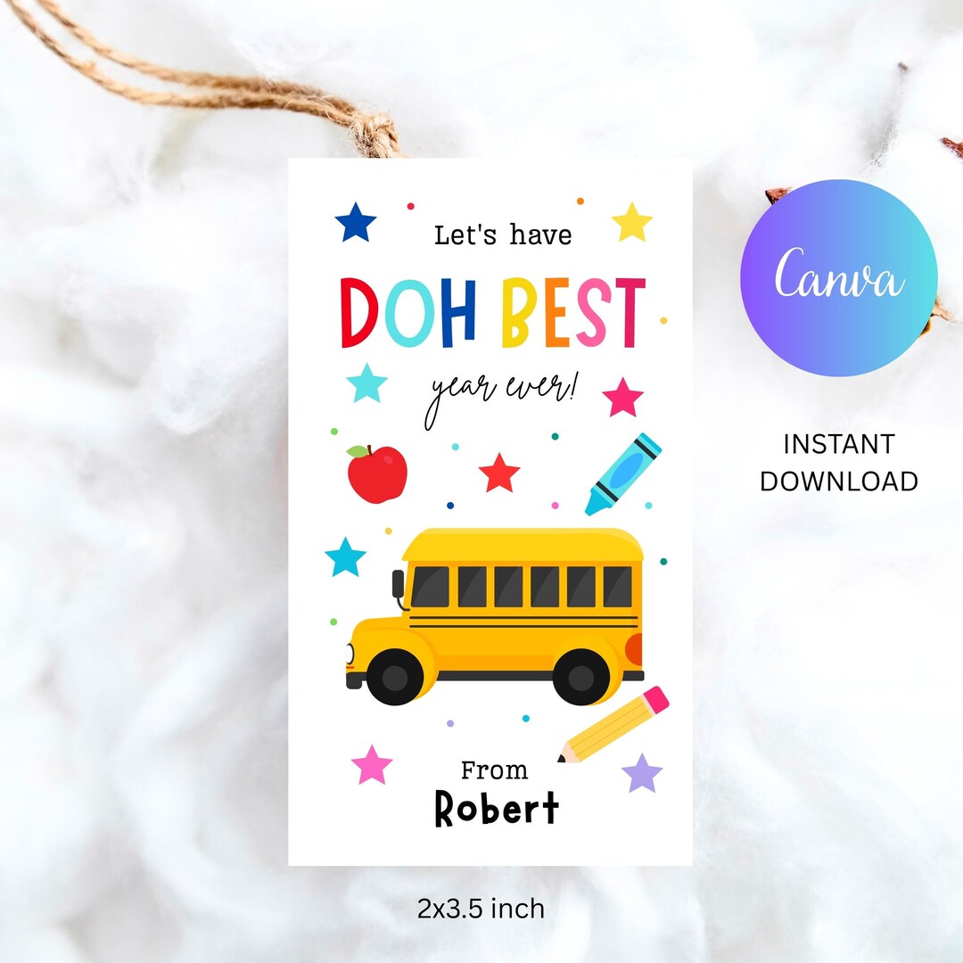 Back to School Play Dough Tag Template, Printable Won-doh-ful School ...