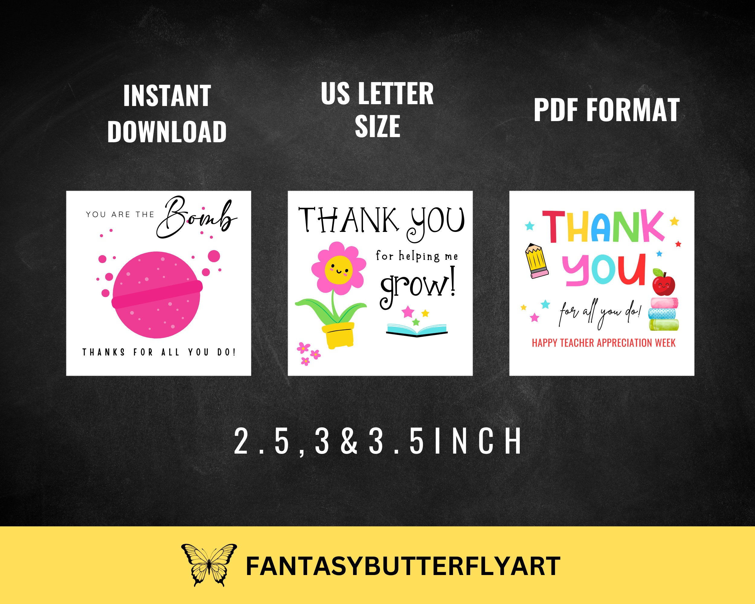 Teacher Appreciation Tags Bundle Printable Appreciation Week Square ...