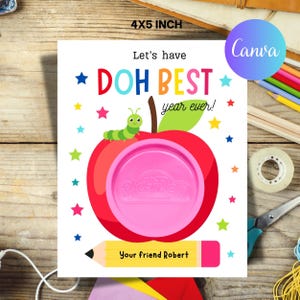 Back to School Play Dough Card Template, Printable Won-doh-ful School ...