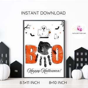 PRINTABLE Halloween Handprint Art, Boo Handprint Fall Art Craft ...