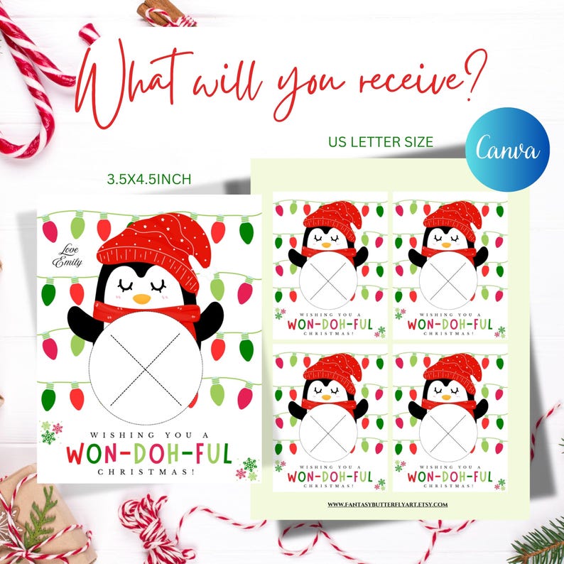 Christmas Play Doh Card Template, Printable Wishing You A Doh-lightful ...