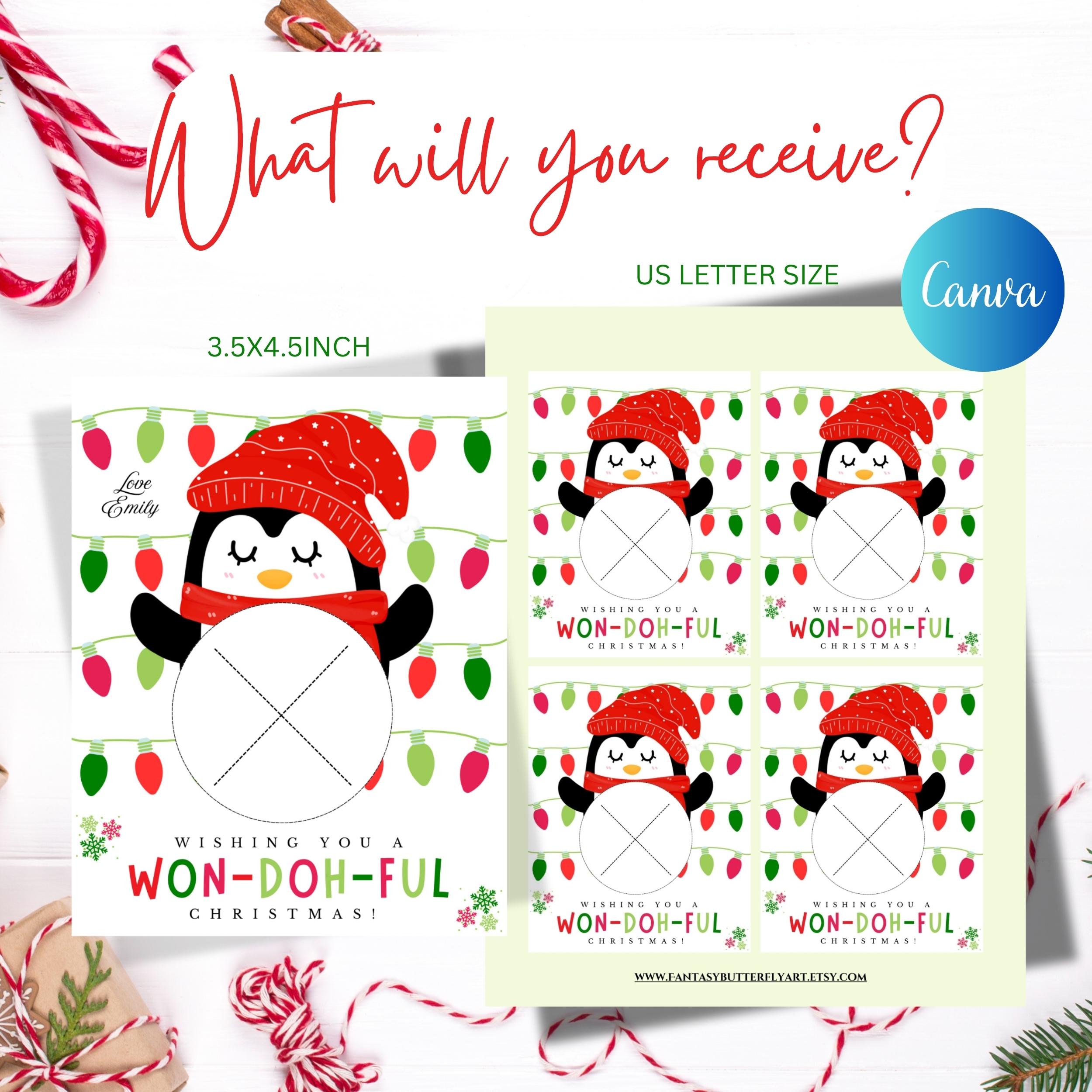 Christmas Play Doh Card Template, Printable Wishing You A Doh-lightful ...