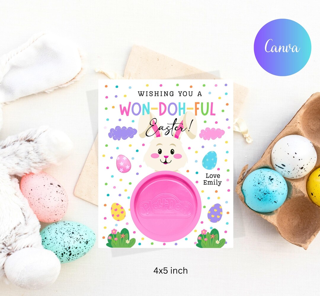 Bunny Wondohful Easter Play Doh Card, Easter Playdough Holder Printable ...