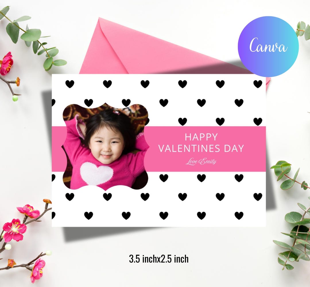 Photo Card Valentine's Day Printable Custom Classroom Photo Valentine ...
