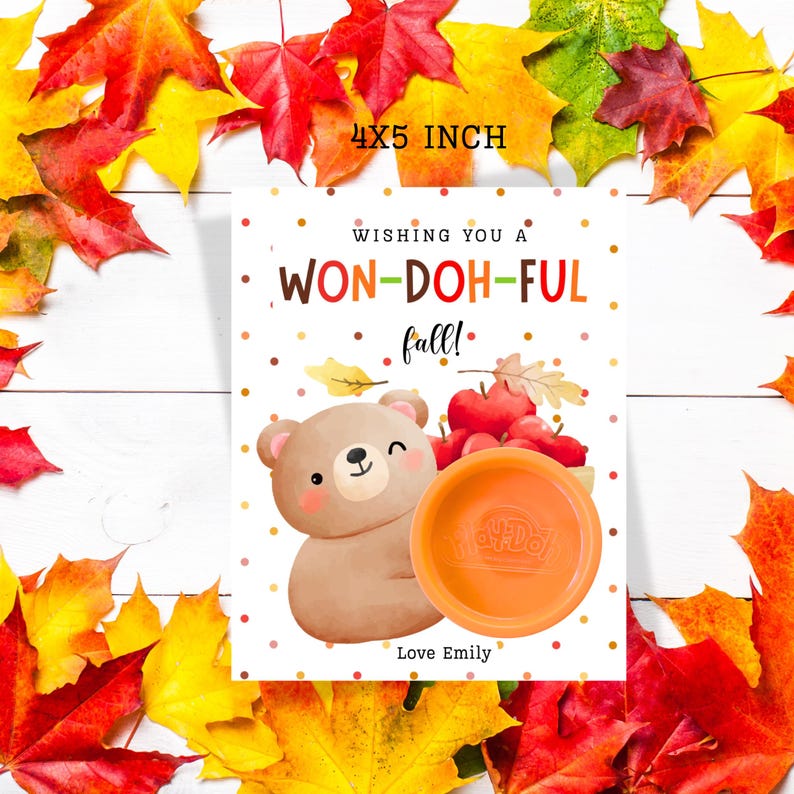 Fall Pumpkin Play Doh Card Template, Printable Won-doh-ful Fall Leaves ...