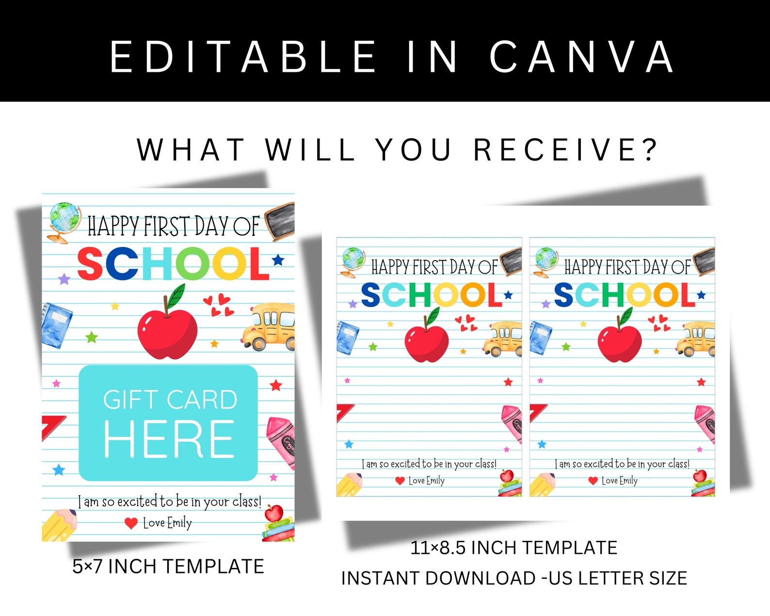 Printable First Day of School Gift Card Holder, Welcome Back to School ...