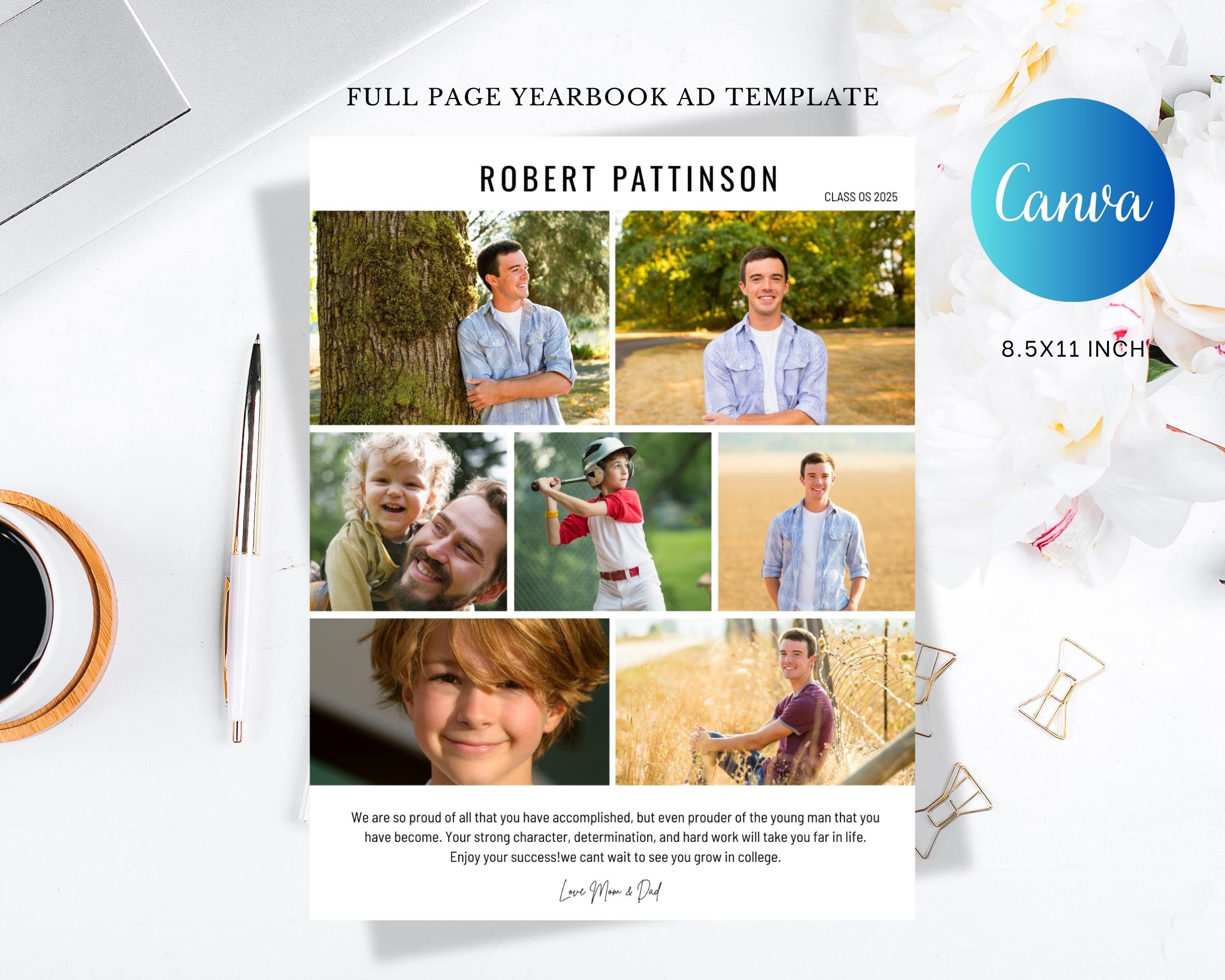 Editable Yearbook Ad Template, Full Page Half Page Quarter Page Senior ...