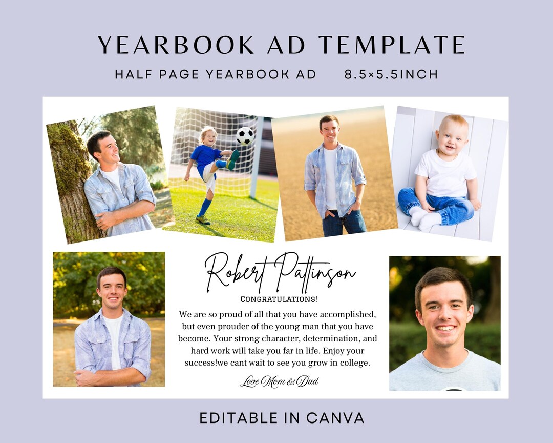 Senior Recognition Ad, Half Page Yearbook Ad Template, Graduation ...