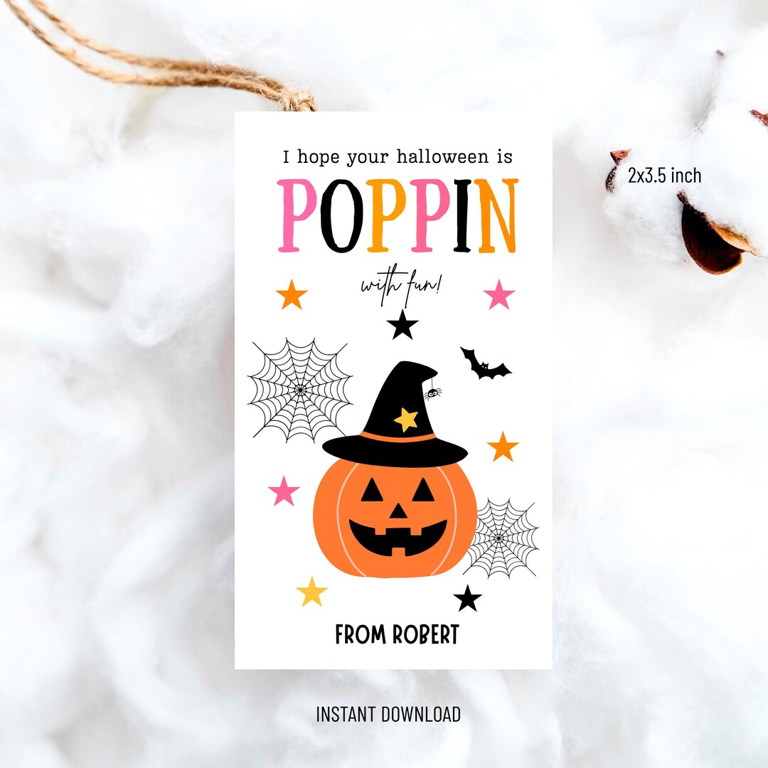 Halloween Poppin Gift Tags Cute Party Favor Tags Trick or Treat Labels ...