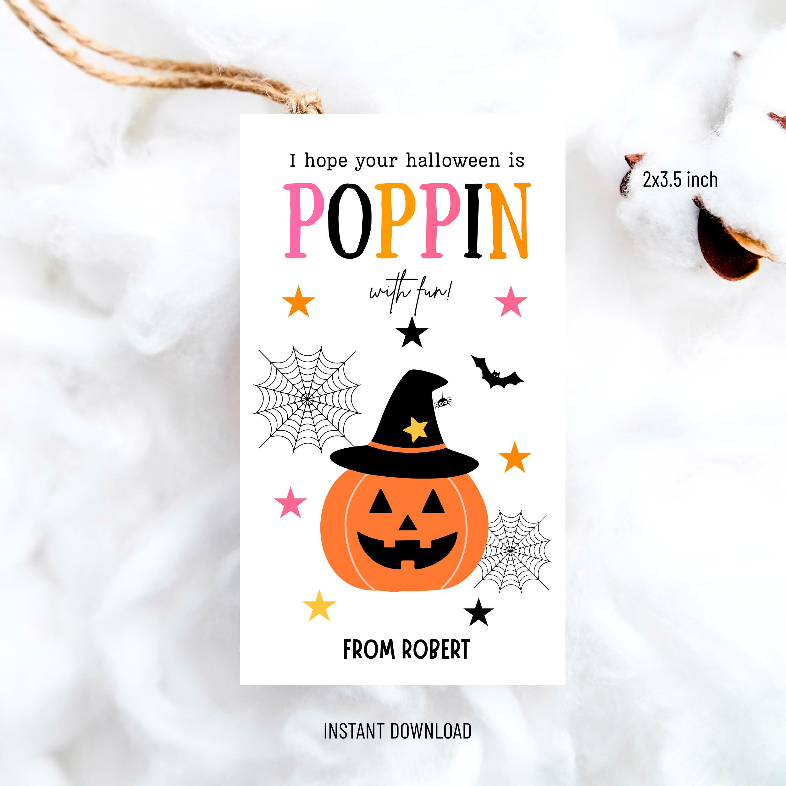 Halloween Poppin Gift Tags Cute Party Favor Tags Trick or Treat Labels ...