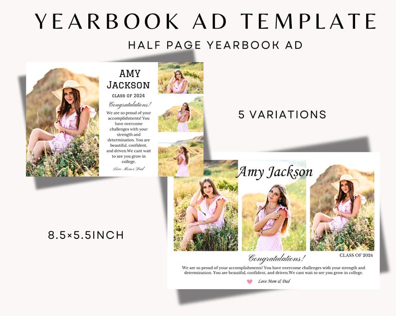 Half Page High School Senior Yearbook Ad, Senior Graduation Tribute ...