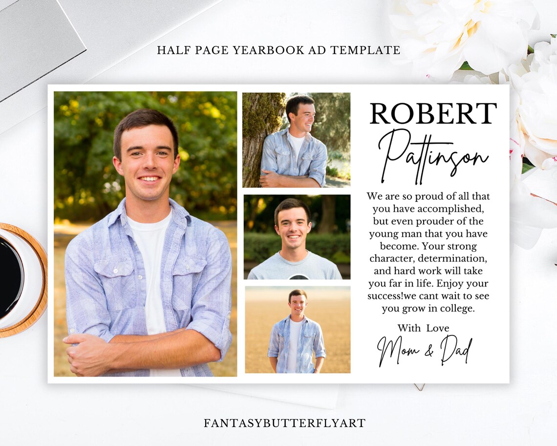 Full, Half & Quarter Page Yearbook Ad Canva Editable Template, Diy ...