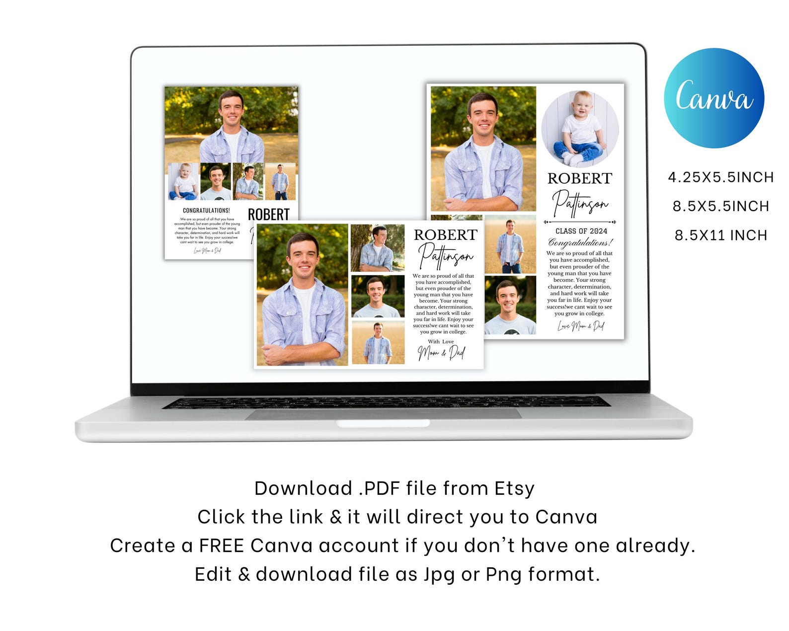 Full, Half & Quarter Page Yearbook Ad Canva Editable Template, Diy ...