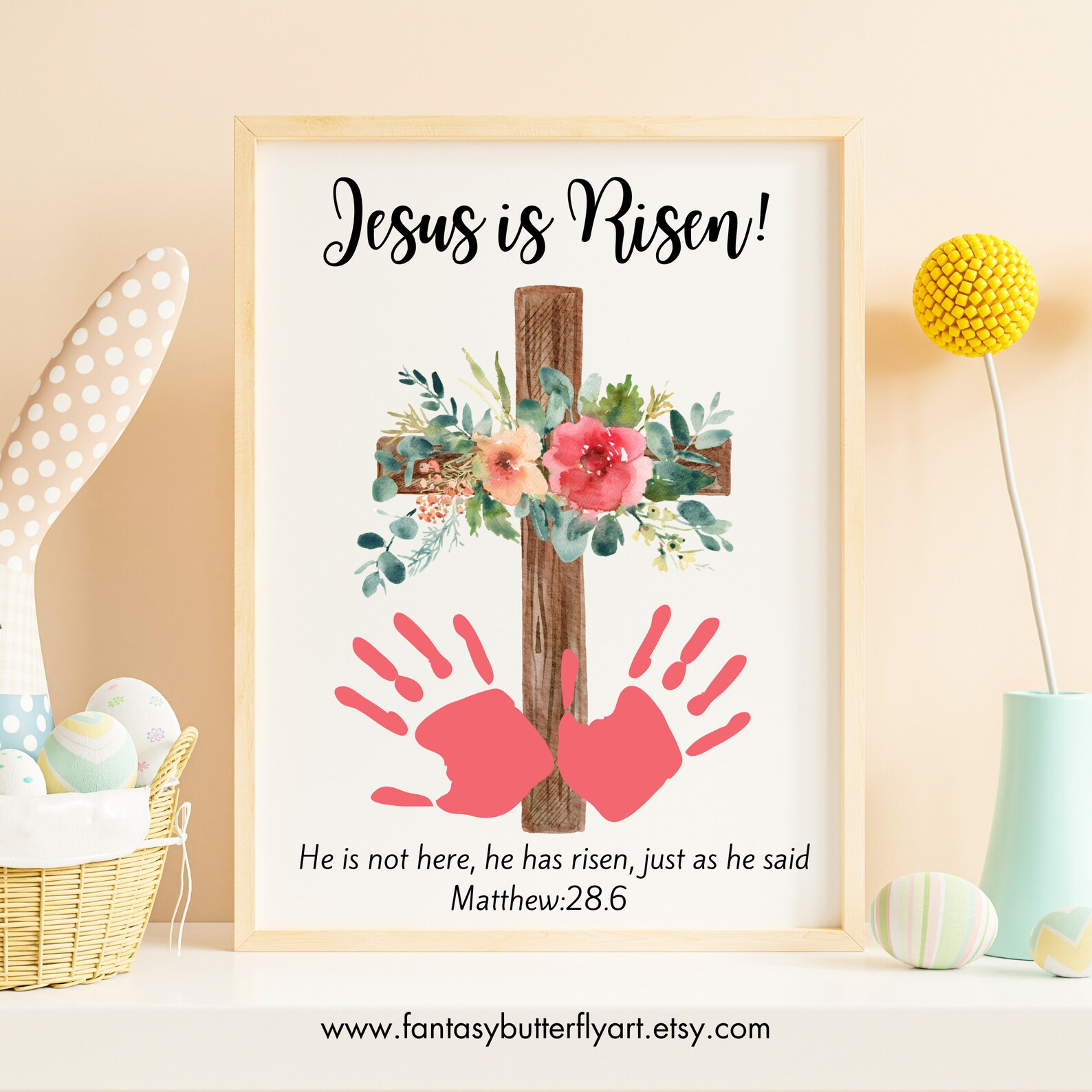 PRINTABLE Easter Handprint Art Craft for Kids, He is Risen Keepsake Art ...
