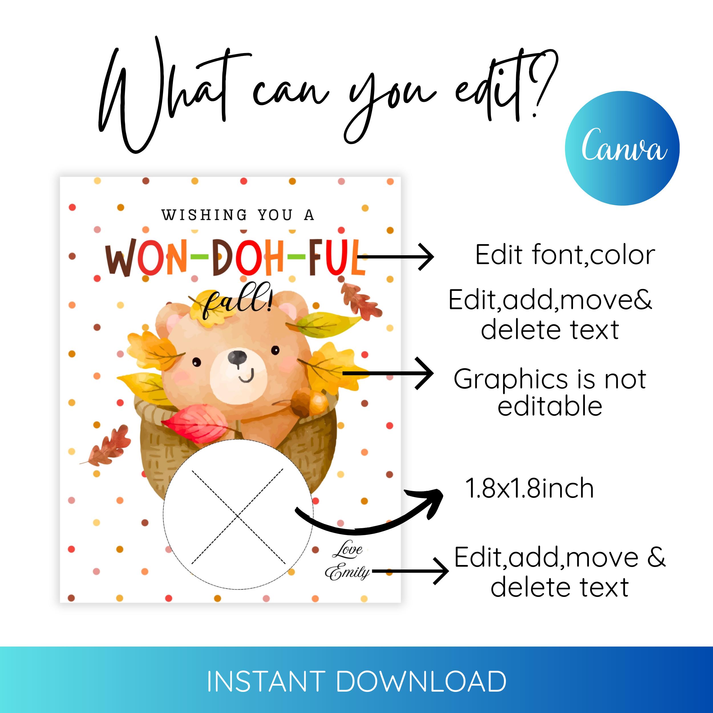 Fall Pumpkin Play Doh Card Template, Printable Won-doh-ful Fall Leaves ...