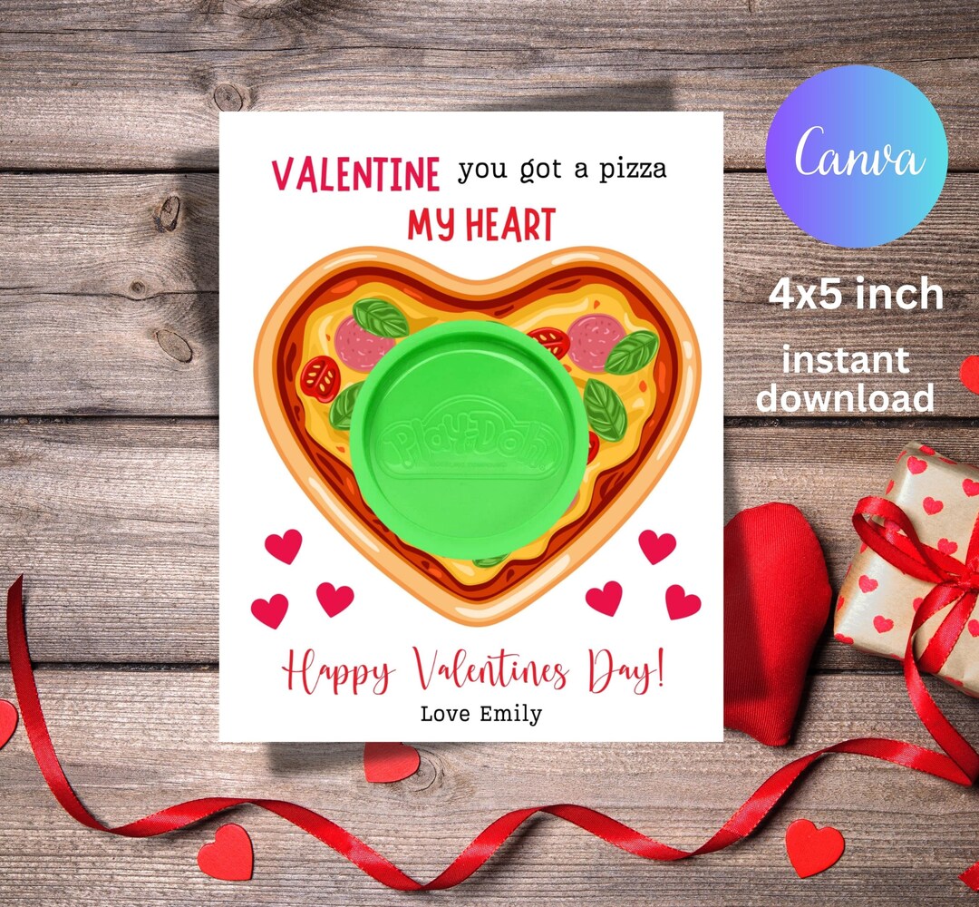 Play Dough Valentine's Day Card Template, Printable Won-doh-ful Playdoh ...