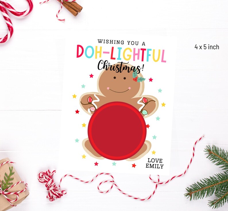 Christmas Gingerbread Play Doh Card Templateprintable Wishing You A Doh ...
