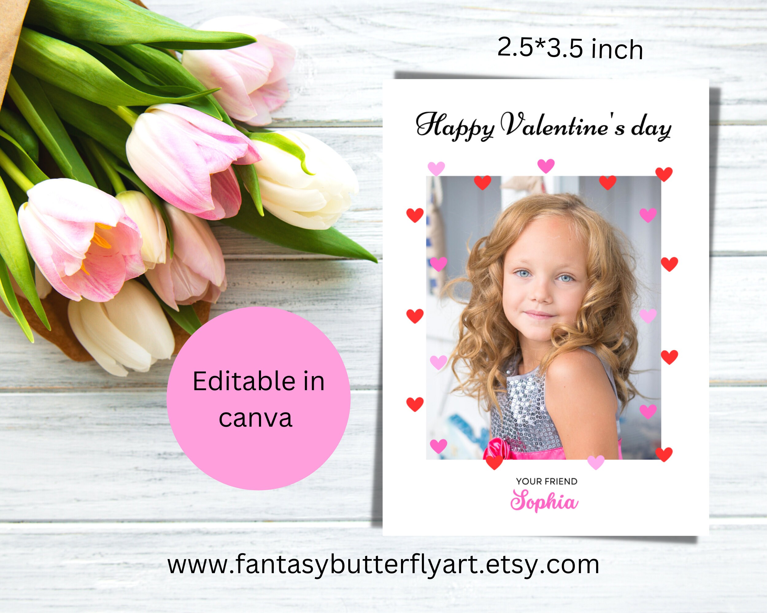 Photo Card Valentine's Day Printable Custom Classroom Photo Valentine ...