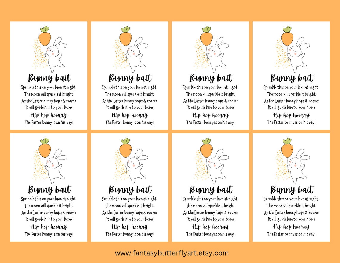 Bunny Bait Printable Easter Tag Kid Easter Activity Keepsake Basket ...