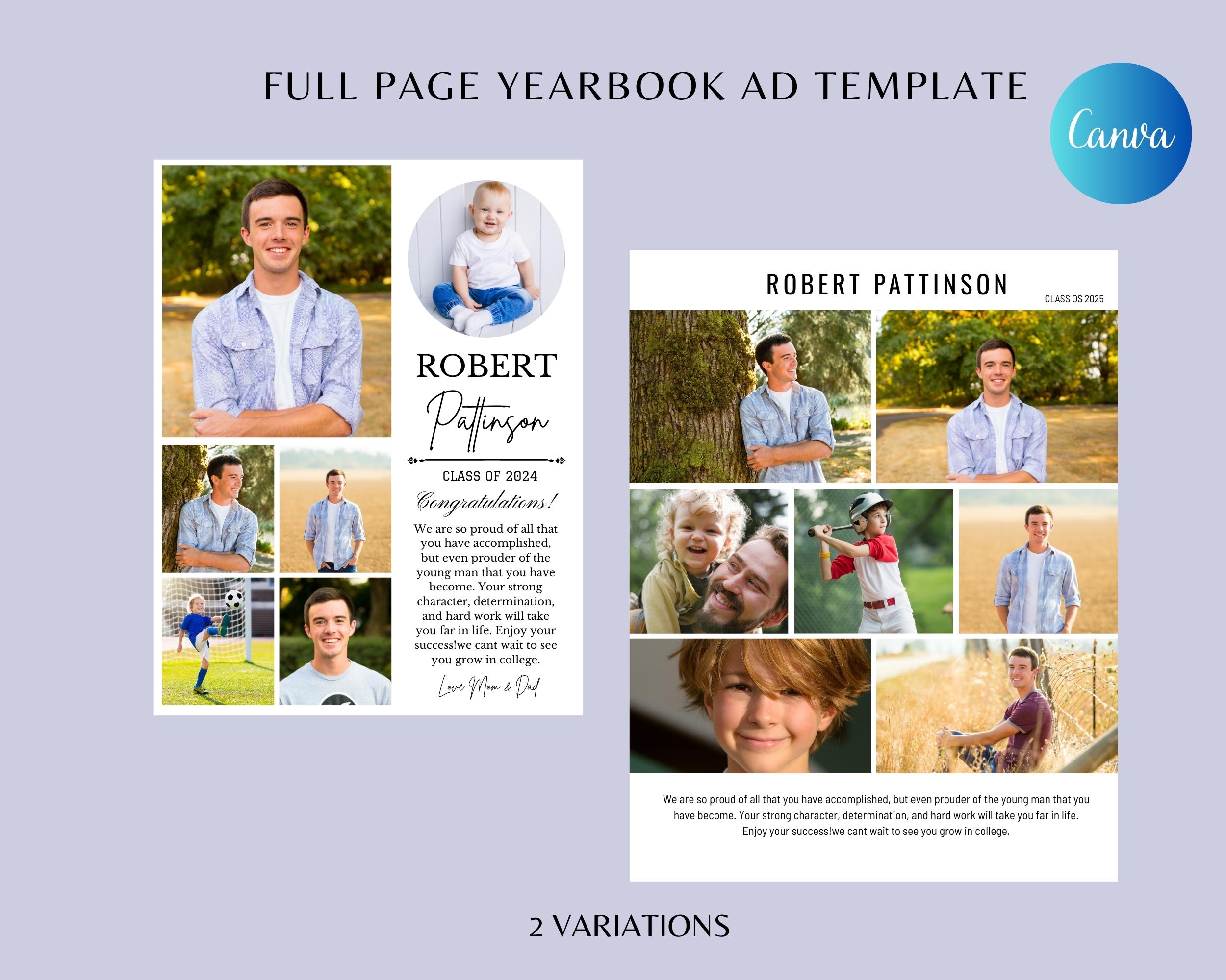 Editable Yearbook Ad Template, Full Page Half Page Quarter Page Senior ...