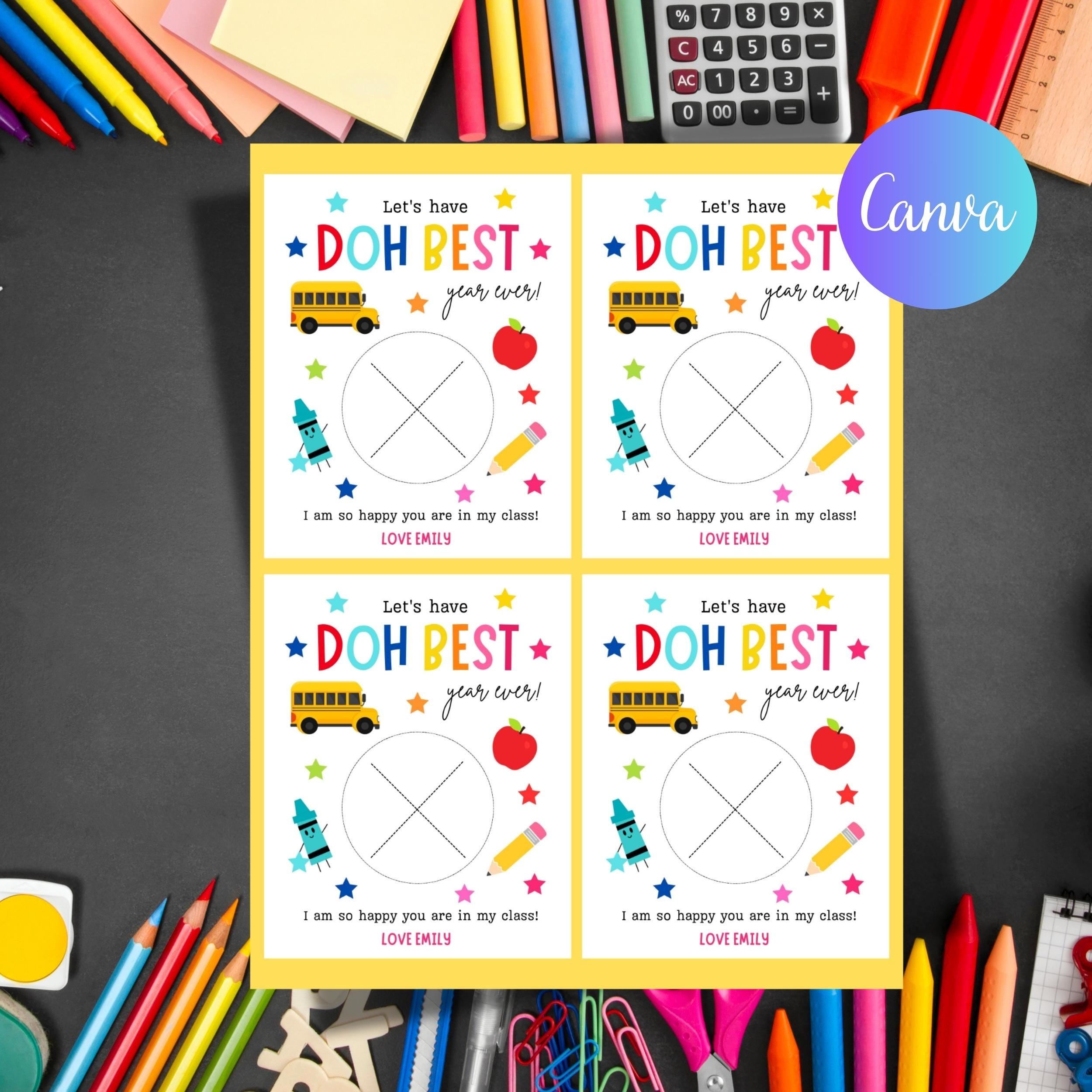 Back to School Play Dough Card Template, Printable Won-doh-ful School ...