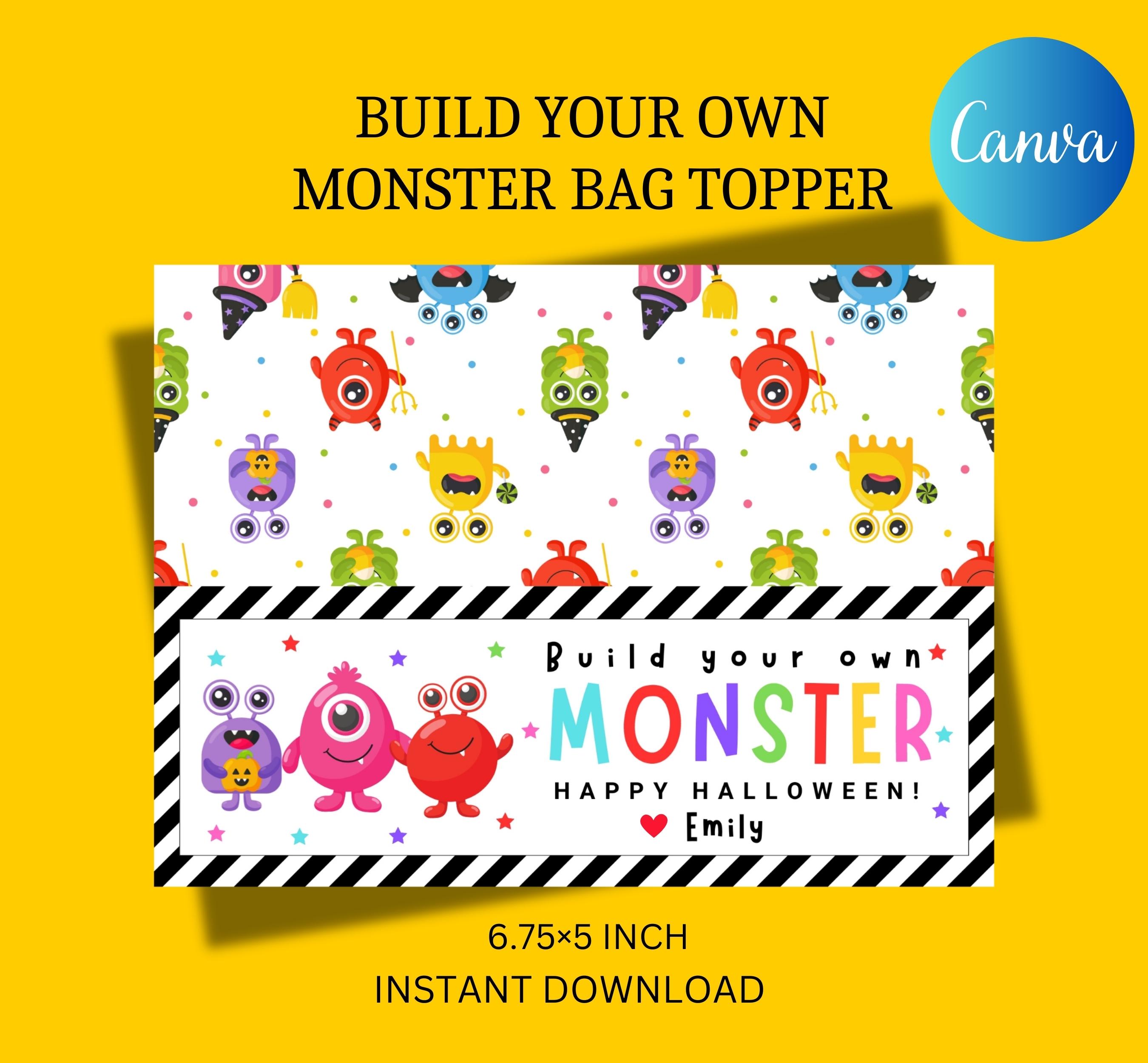 Halloween Printable Make Your Own Monster Bag Topper Monster Favor ...