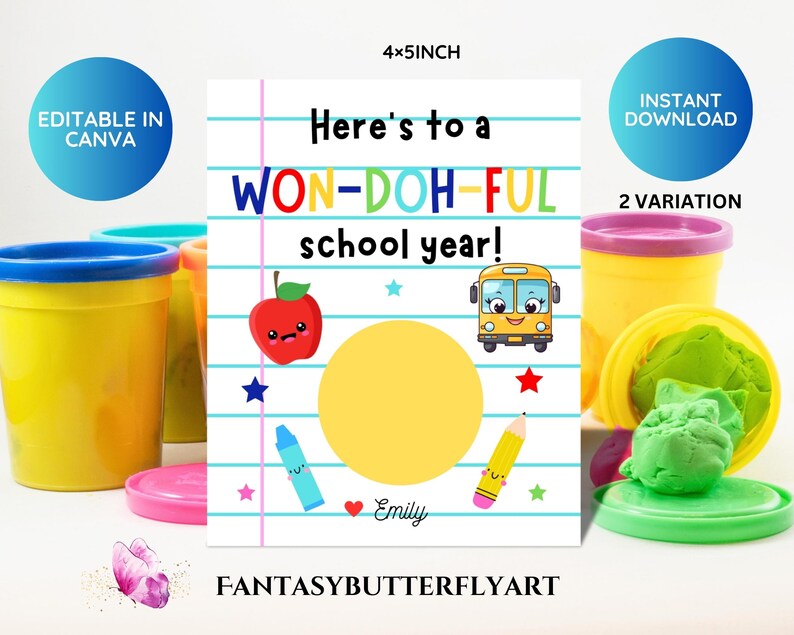 Back to School Play Doh Cards | First Stay of School Gift | Back to ...