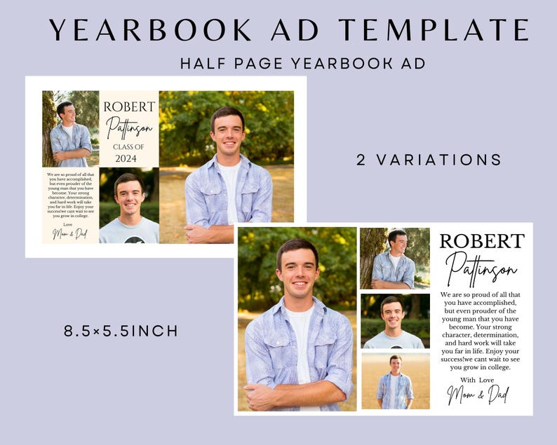Senior Recognition Ad, Half Page Yearbook Ad Template, Graduation ...