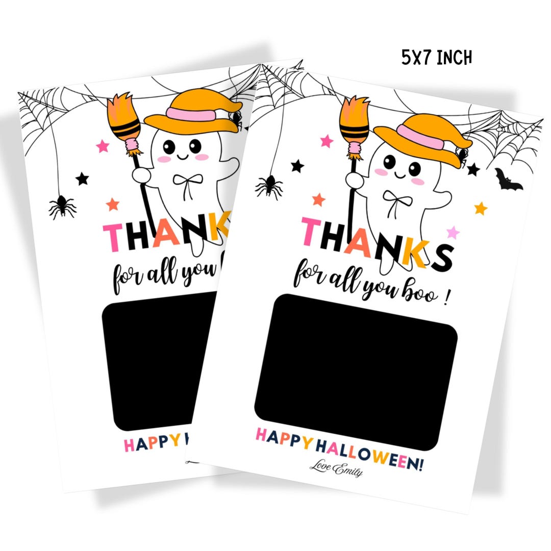 Halloween Gift Card Holder Template, Printable Thanks for All You Boo ...